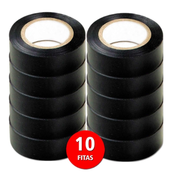 Kit 10 Rolos De Fita Isolante Rolo Com 20m Cada Permak